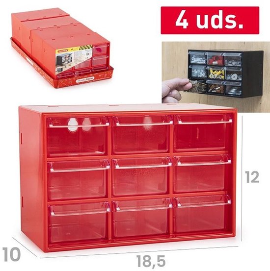 Plasticforte Sorteerbakjes spijkers/schroeven - 9x lades - 18.5 x 10 x ...