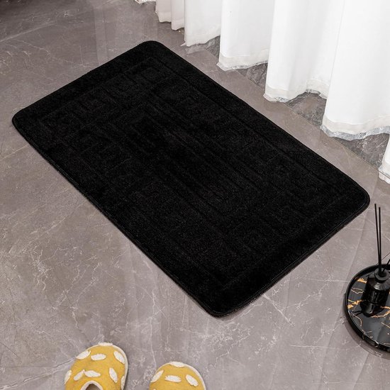 - Set van 2 anti-slip badmatten in Griekse stijl - zwart - Inclusief 1 ...