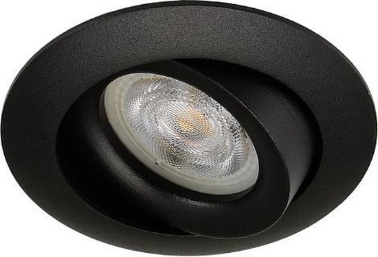 LED inbouwspot Stan -Rond Zwart -Extra Warm Wit -Dimbaar -5W -Philips ...