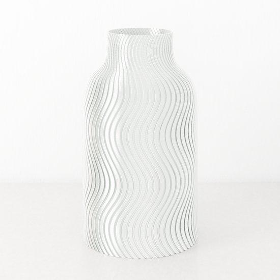 Fleuriek Grote Vaas - Glanzend Wit - H50cm - Japandi - Wavy patroon ...
