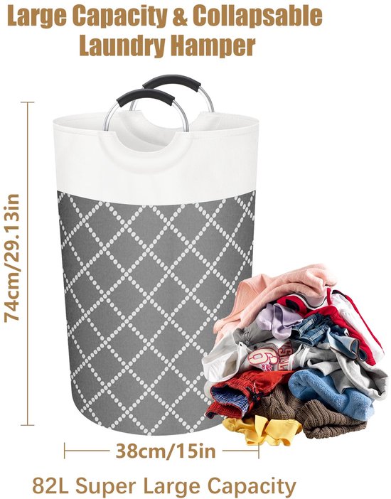 Opvouwbare ronde wasmand, 82L - wasmand met handgrepen gemaakt van ...