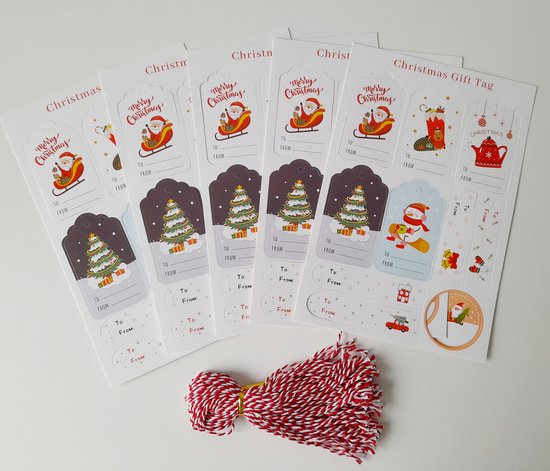 Cadeau labels - labels karton - Kerst - naamkaartje - 50 stuks - rood ...