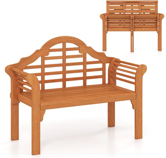 COSTWAY Inklapbare tuinbank, weerbestendige houten bank van acaciahout ...