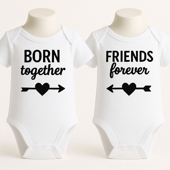 Romper tweeling - 2 stuks - maat 62 - Born together friends forever 100 ...