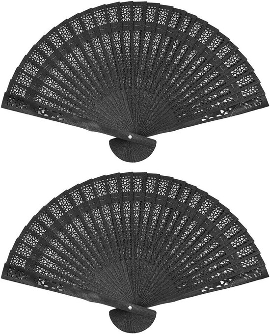 Hand Fans Zwart Houten Hand Fans Zwart Handheld Opvouwbare Fan Vrouwen ...