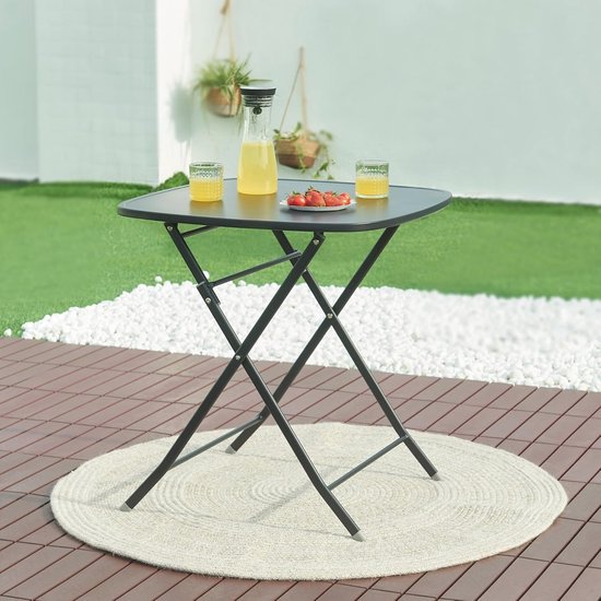 Inklapbare vierkante tuintafel 71x70 cm - Zwart - Ideaal voor balkon ...