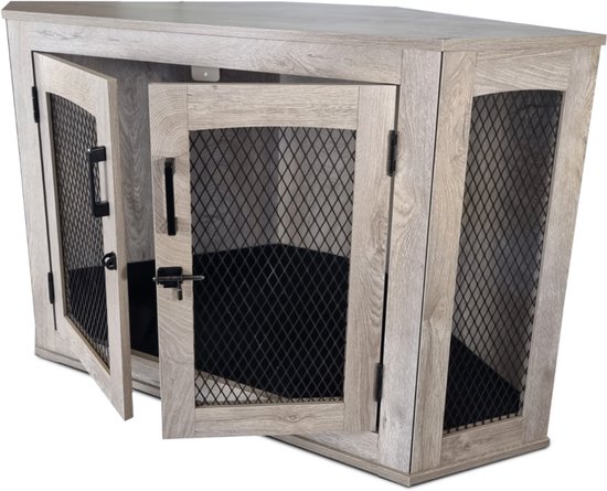 Houten Hondenbench Mira - Hondenhok - Hoekmodel - 109 x 60 x 67 cm ...