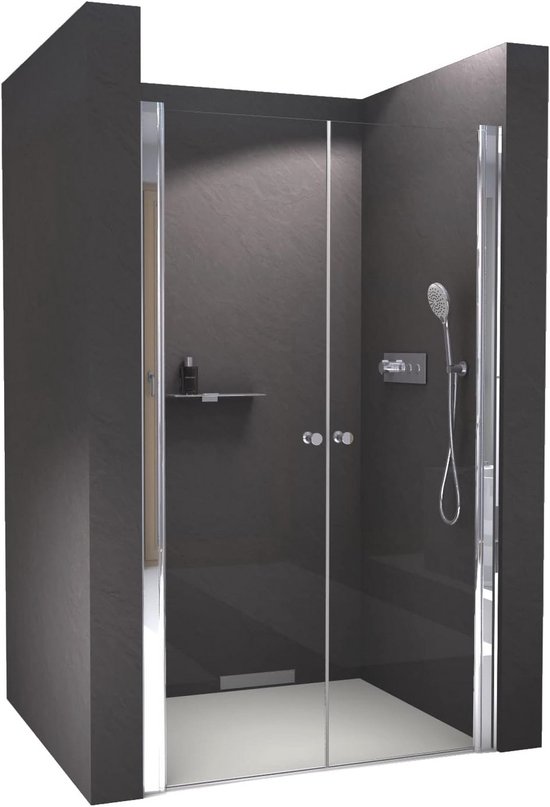 Inloopdouche met dubbele pendeldeuren en helder glas 96x195cm | bol