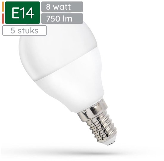 Spectrum LED Kogellamp E14 8W - 230V - 750 Lumen - 6000K Koud wit ...