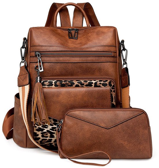 Rugtas dames - PU Leer - Schoudertas - Veel Vakken - Inc.Portemonnees ...