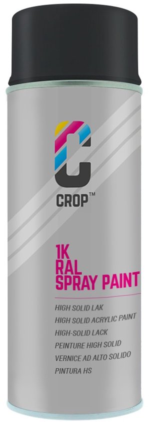 CROP Spuitbus RAL 9011 Grafietzwart - Zijdeglans - 400ml - Spuitbus verf Zwart - 100%... | bol