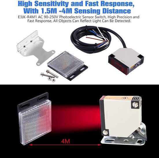 E3JK-R4M1 Light cell AC 90-250V photocell mirror switch reflective ...