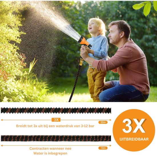 CLGP® Flexibele Tuinslang 30 Meter - Uitrekbare Tuinsproeier - Meerdere ...