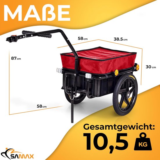 Fietskar Bagage - Fietsaanhanger - Aanhangwagen Fiets -90L | bol