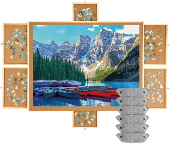 Draaibaar Puzzelbord met Opbergsysteem - 6 lades - 6 Sorteerbakjes ...