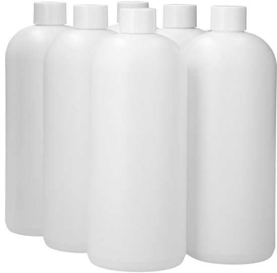 6 x 1000 ml Basic Round HDPE wit + Schroefdop wit- BPA Vrij - Niet ...