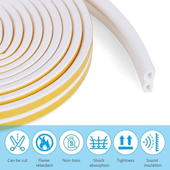 Tochtstrip 26m - Zelfklevend - Raam en Deur - Type D - Weerstrip 9x6mm ...