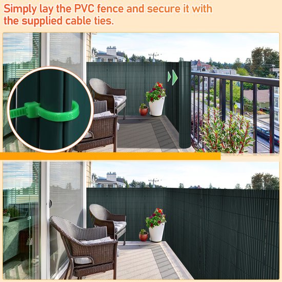 Balkonscherm PVC Flexibele tuinscherm Zichtwerende omheining van pvc ...