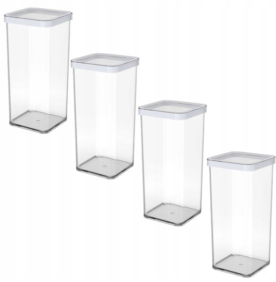 Set van 4 voorraadbussen voor voedsel, droge producten, pasta, rijst ...