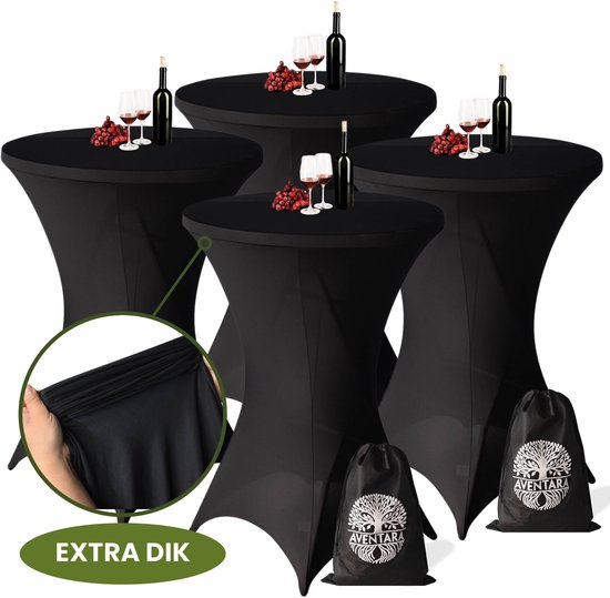 Statafelrok Zwart x 4 – ∅80-85 x 110 cm inclusief Opbergtas – 4 Stuks Statafelhoes... | bol