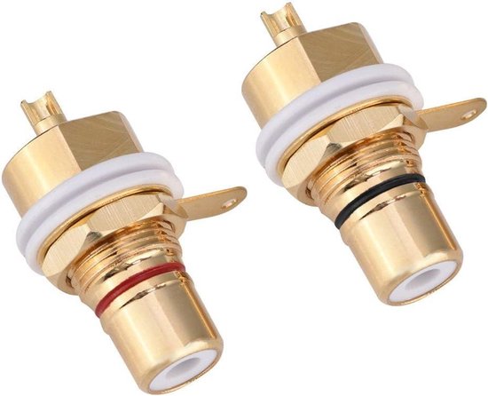 Verguld koper 2 stuks RCA-paneelmontage Vrouwelijke Jack Terminal ...