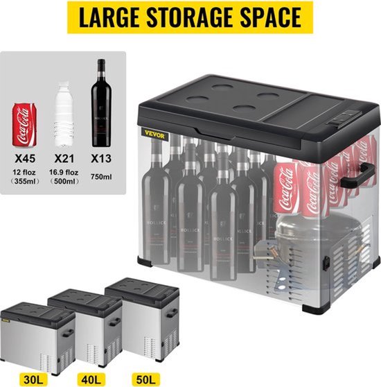 Collox Koelbox elektrisch: Draagbare Vriezer 40L met 12V/24V DC en 110 ...