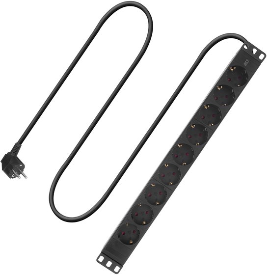 ACT Stekkerdoos PDU 19" CEE7/7 9-voudig type F, 3m H05VV-F 3G1.5 PD3002 ...