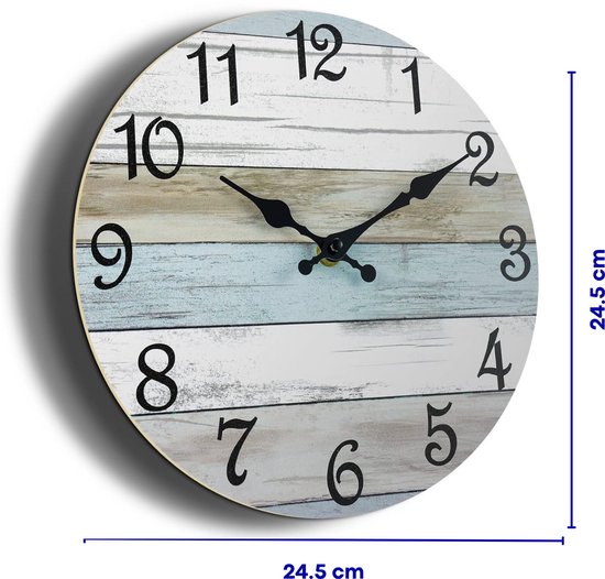 Tyme Wandklok Hout - Goed Leesbaar - 24.5cm Klok - Analoog - Uurwerk ...