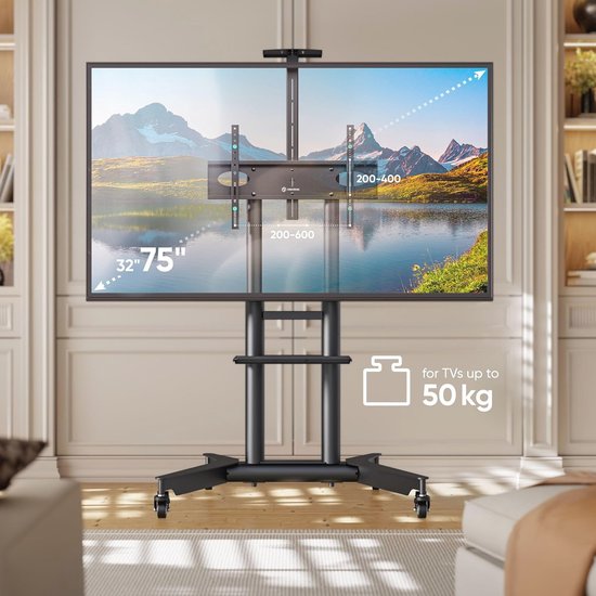 Mobiele TV Standaard op Wielen voor 32-75 Inch - Verstelbare ...