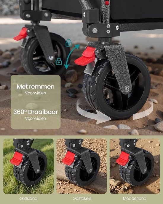 Opvouwbare Handkar 150L – Inklapbare Bolderkar met 150 kg Draagvermogen ...