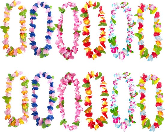 Hawaii Flower Necklace 12 Pieces - Tropical Flower Necklace for ...