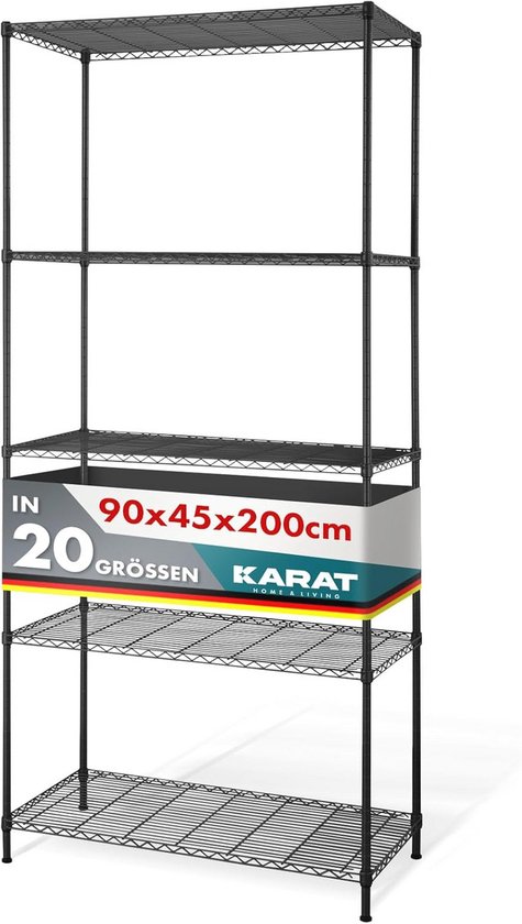 Metalen opbergrek met 5 verstelbare planken en nivelleringspoten ...