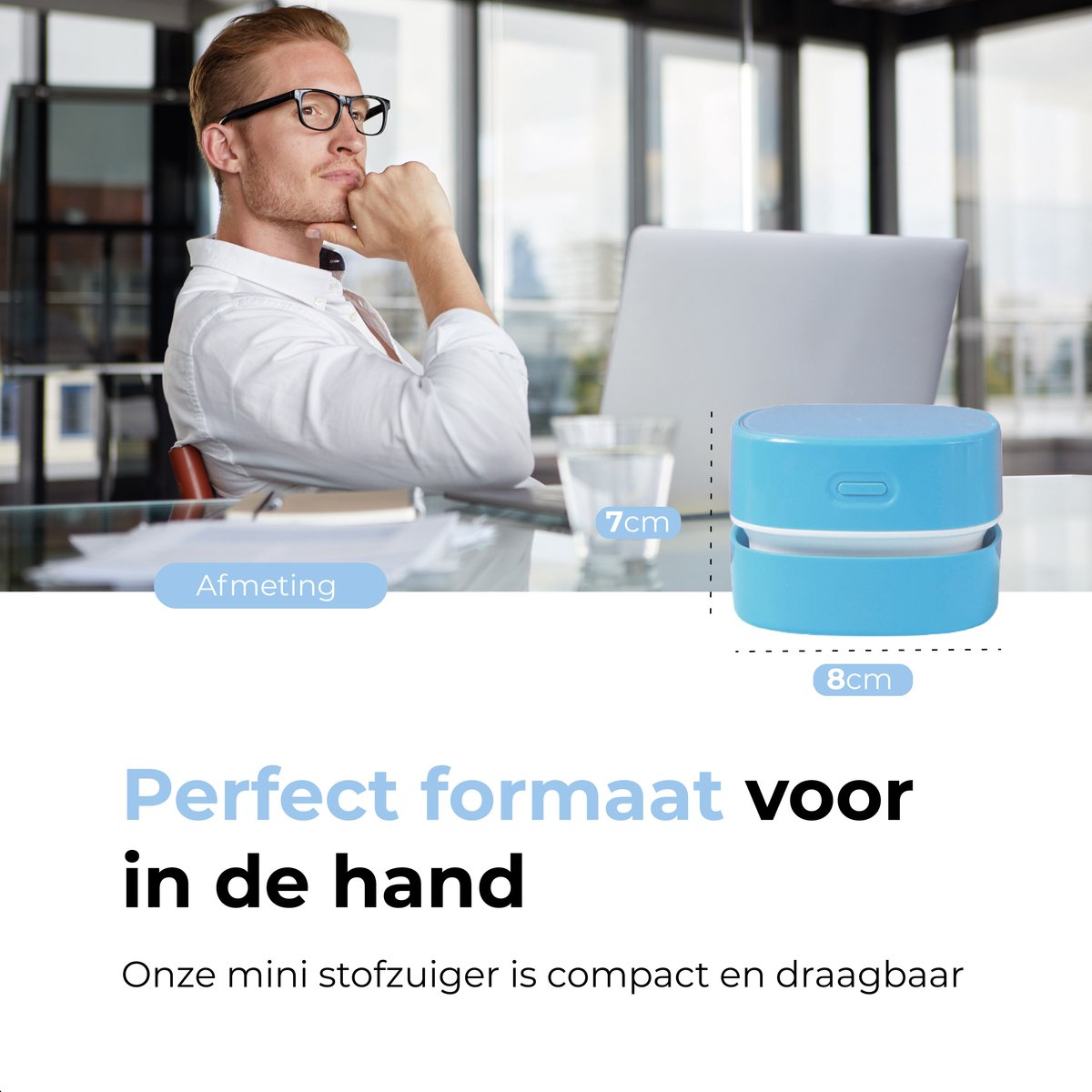 Bureau stofzuiger - Mini stofzuiger - Blauw - USB oplaadbaar - Incl ...