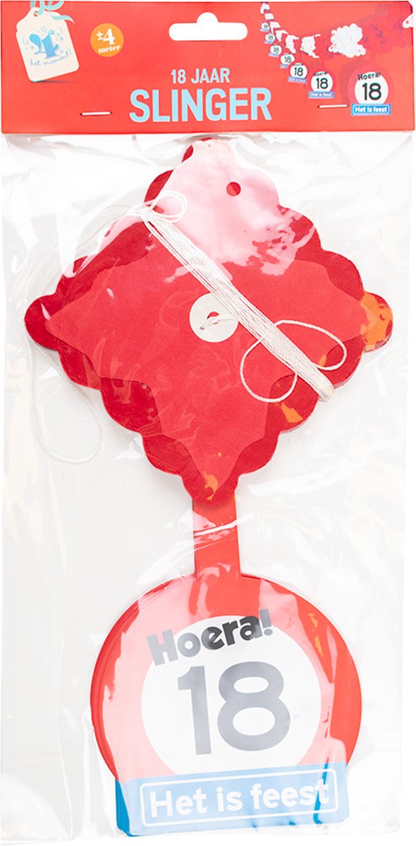 Slinger | Hoera! 18 Het is feest | rood | 4 meter lang | rond | bol.com