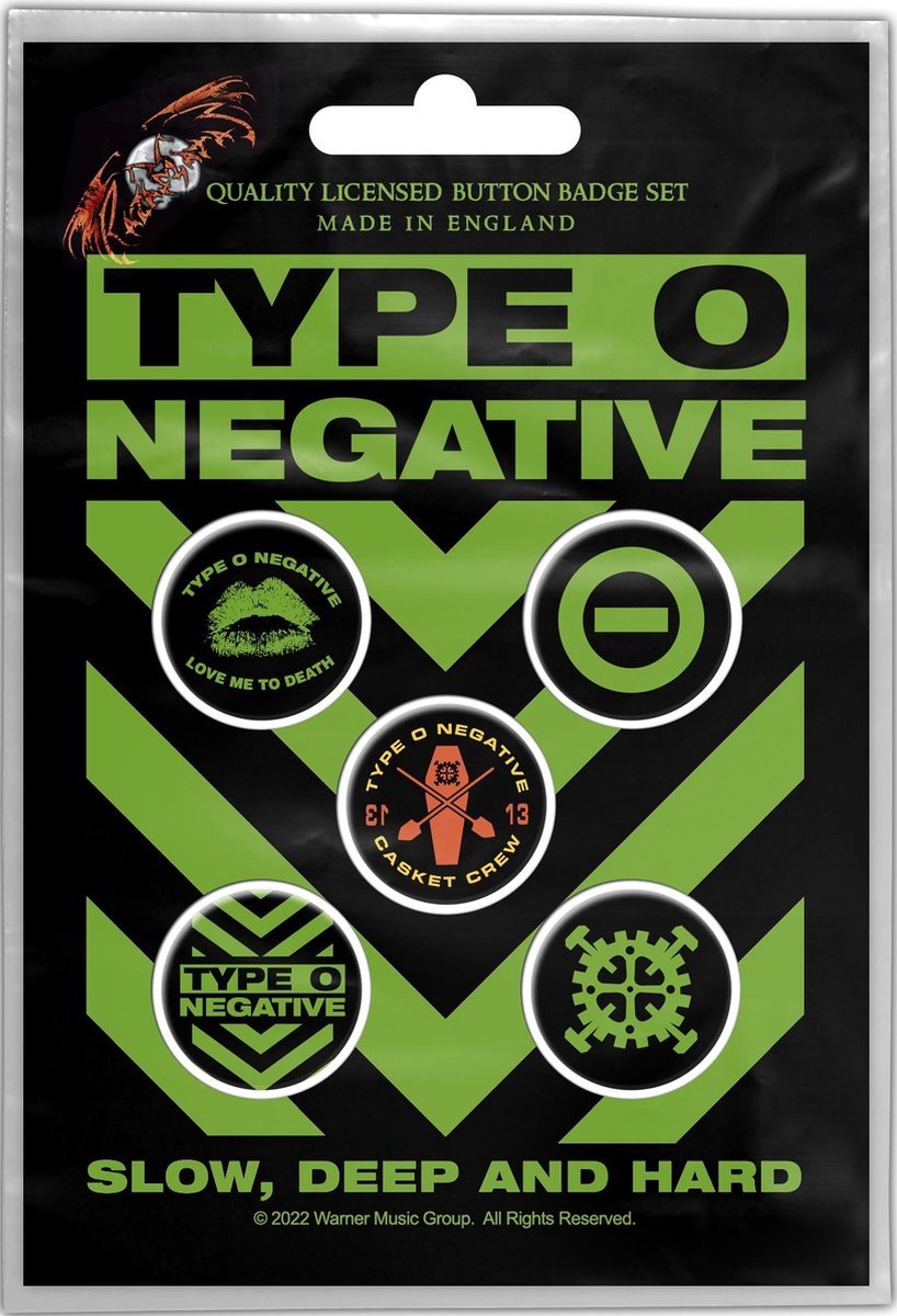 Type O Negative - Slow, Deep and Hard - Button 5-pack | bol.com