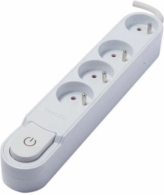 Chacon Design multistekkerdoos 4 x 16A met schakelaar, 3m, wit | bol