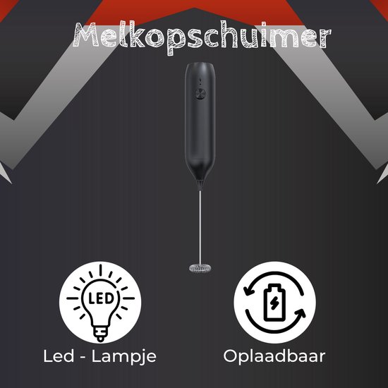 Quickerly Elektrische Melkopschuimer - Handmatige Schuimklopper - USB-C oplaadbaar - Zwart | bol.com