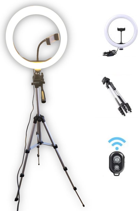 LED Ring Licht 26cm met Verstelbare tripod (33 tot 102cm) - Selfie ...