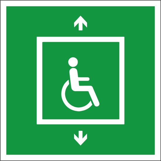 Evacuatielift voor invalide sticker, E070 400 x 400 mm | bol
