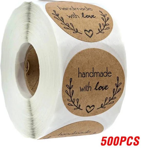 sluitsticker handmade - 500 stuks 1 rol - sluitzegel - met hartje - envelop - | bol