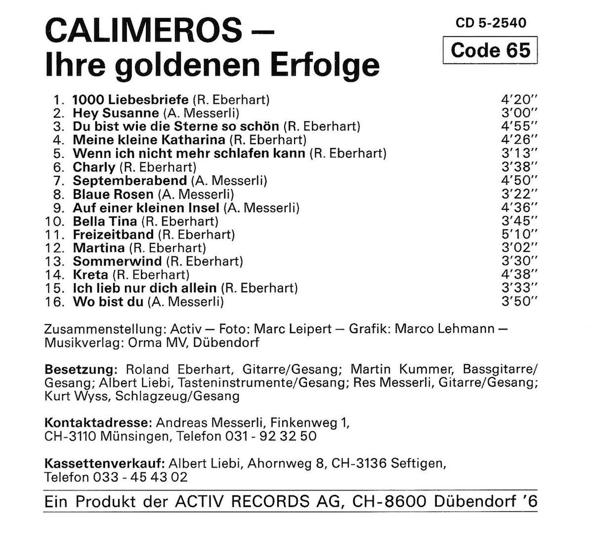 Calimeros - Ihre Goldenen Erfolge, Calimeros | Muziek | bol