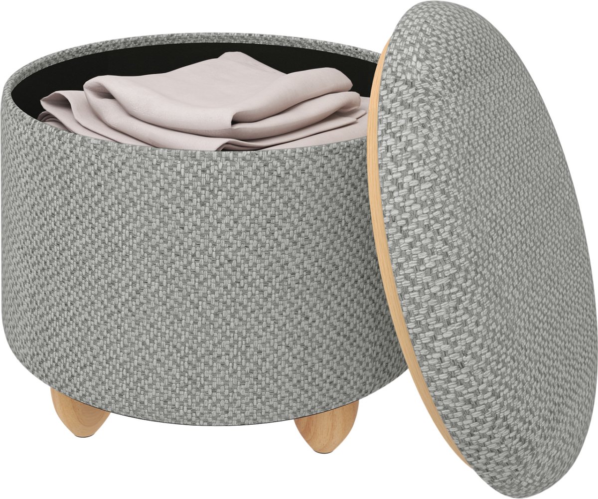 Luxe Ronde Poef Mimi - Met opbergruimte - Voetenbank met opbergruimte ...