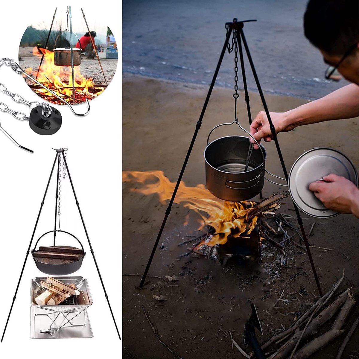 BBQ driepoot frame, koken in de open lucht, statief, inklapbaar ...