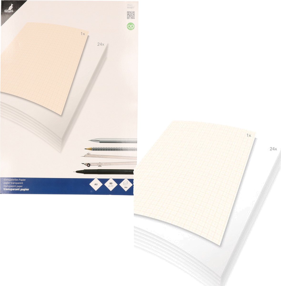 A3 overtrekpapier / transparant tekenpapier - 24 vellen - 80 grams ...