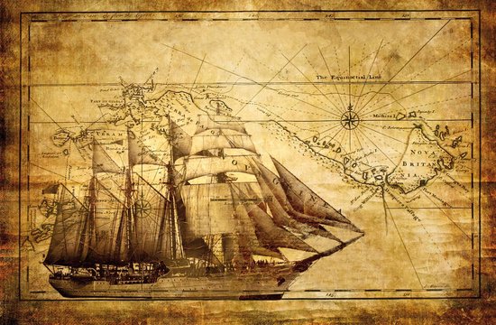 Vintage Ship Map Photo Wallcovering | bol.com