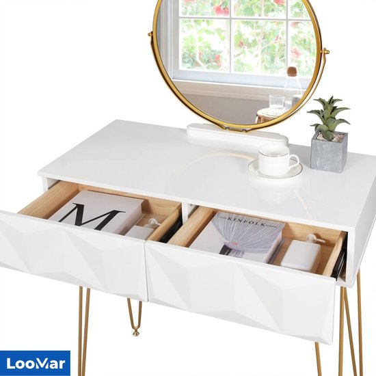 LooMar Kaptafel met spiegel - Schminktafel - Make up tafel - Make up ...