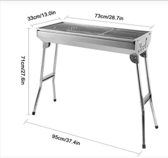 M.T.C© Barbeque-BBQ-RVS-langwerpig-shasliek-sate-camping-grill | bol