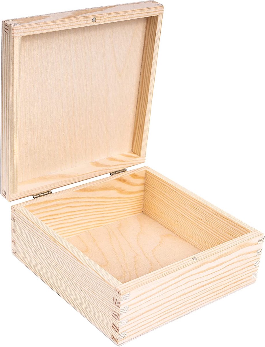 Creative Deco Houten Doos Box | Met Houten Sluiting | 16,2 x 16,2 x 7,2 ...
