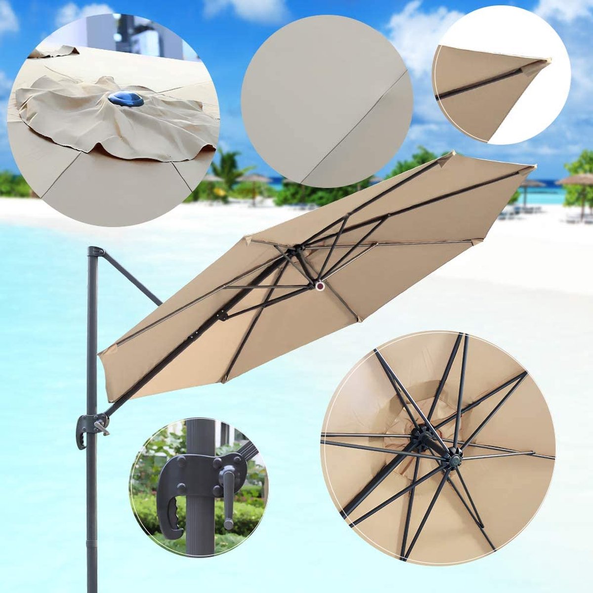 Tuin Parasol - Zweefparasol - Terras Parasol - Ronde zweefparasol ...