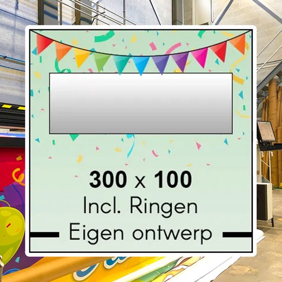 Spandoek maken 300 x 100 cm | Ontwerp het zelf | Incl. Ringen | Voor ...